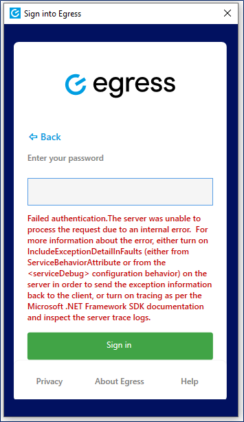 ADFS 'failed authentication' - error message